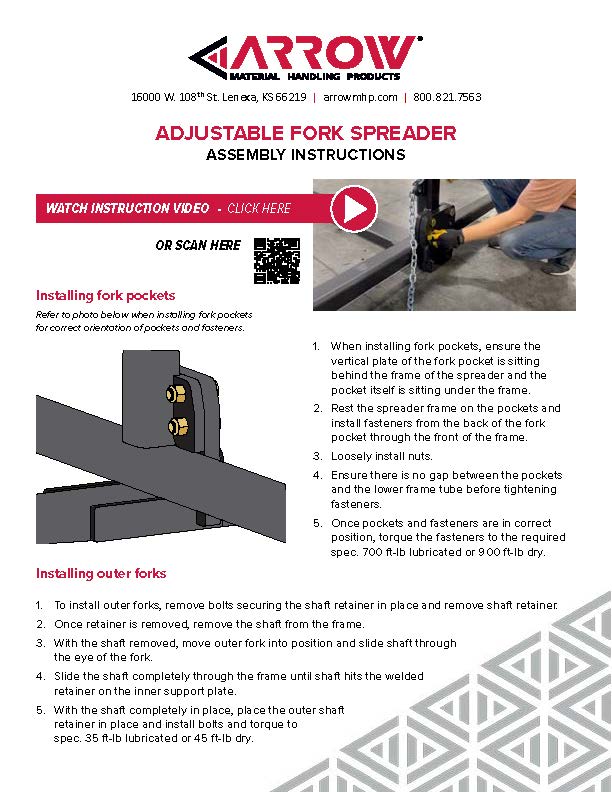Fork Spreaders - Arrow Material Handling Products Learn more